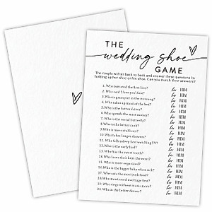 TPYEN Bridal Shower Game Cards - Wedding Shoe Game - 30 Minimalism Wedding Party Games Game Cards, Engagement Party Game, Modern Bridal Shower Party Favor & Decorations - A05