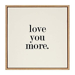 Kate and Laurel Sylvie Love You More Framed Linen Textured Canvas Wall Art by Maggie Price of Hunt and Gather Goods, 24x24 Natural, Adorable Romantic Art for Wall