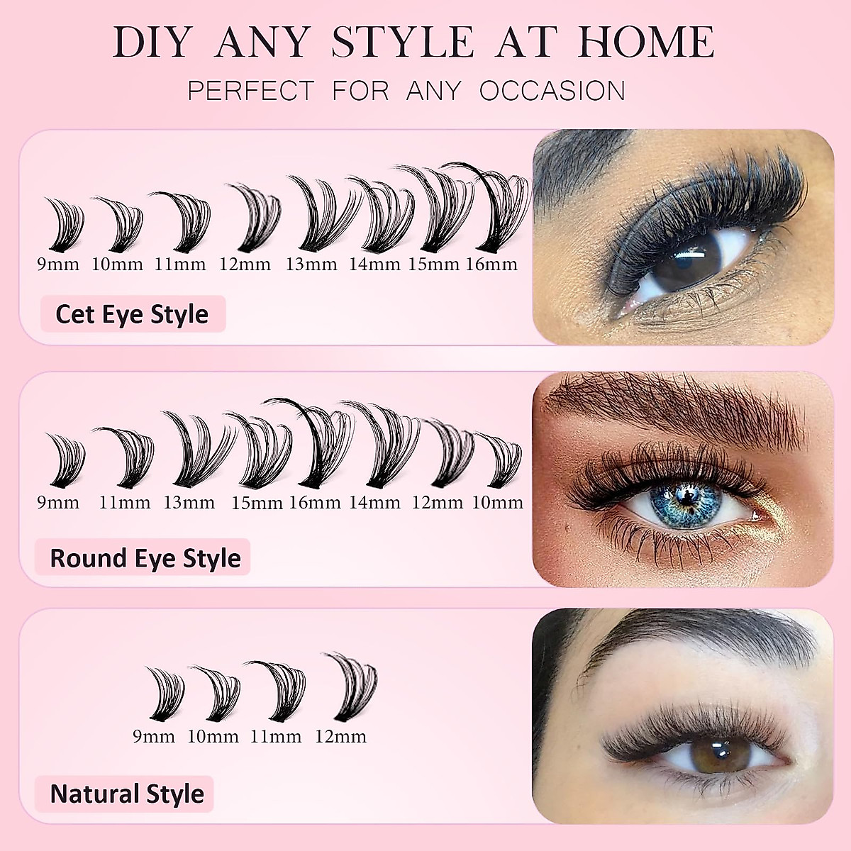 DIY Eyelash Extension Kit with 320 Pcs 60D Lash Clusters, Bond and Seal and Lash Applicator Tool 9-16mm Mix D Curl Individual Lashes Kit for Beginners Self Application DIY at Home, by Kmilro