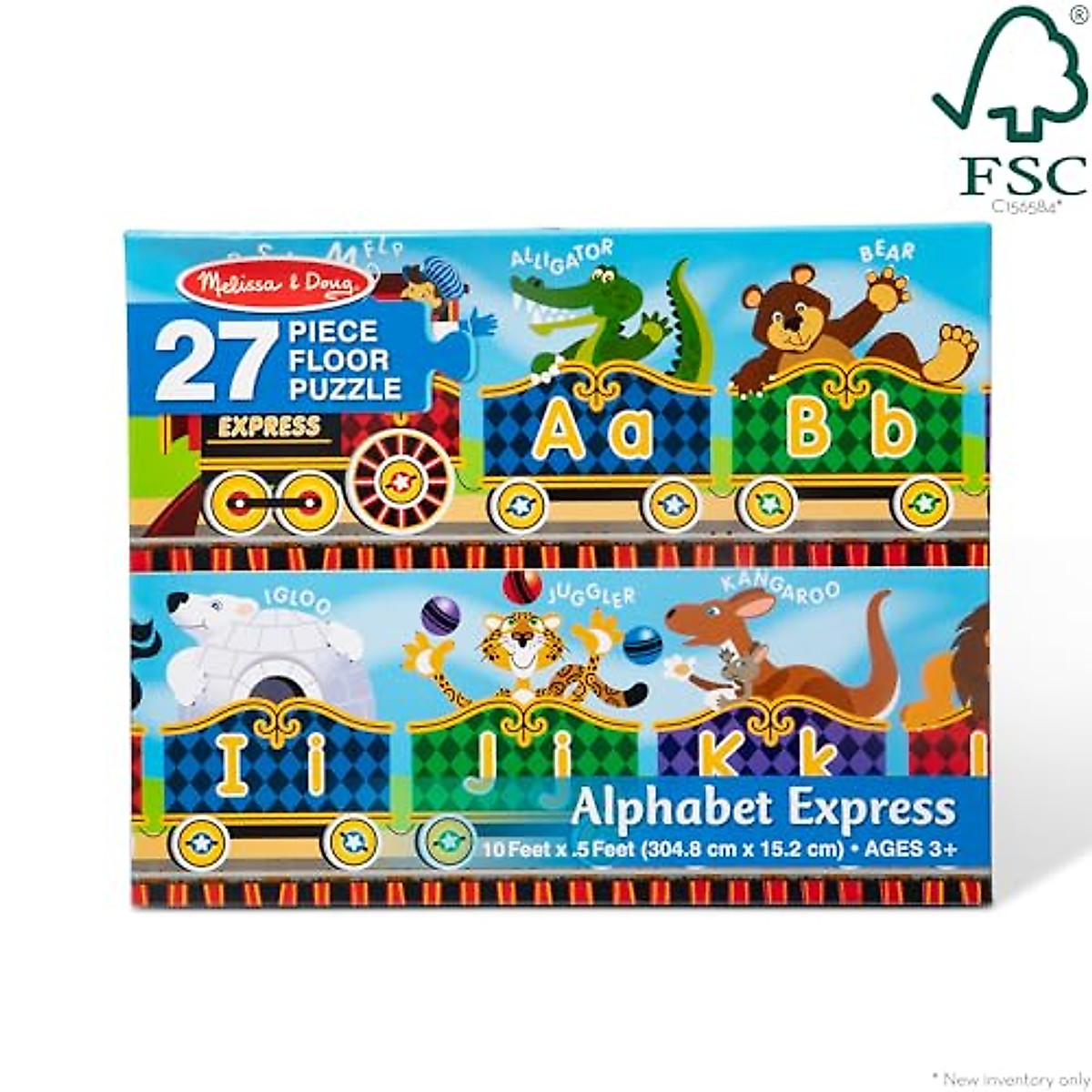Melissa & Doug Alphabet Express Jumbo Jigsaw Floor Puzzle (27 pcs, 10 feet long) - FSC Certified