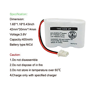 Geilienergy BT-17333 BT-27333 Handset Telephone Rechargeable Battery 2/3AA 3.6V NI-CD Cordless Phone Battery Compatible with Vtech BT17333 BT27333 BT-17233 BT17233 BT-163345 CS5121 (Pack of 1)