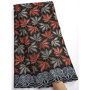 SJD LACE African Lace Fabric 5 Yards, Nigerian Embroidery Cotton Lace Fabric for Wedding Party Dress Sewing 28678