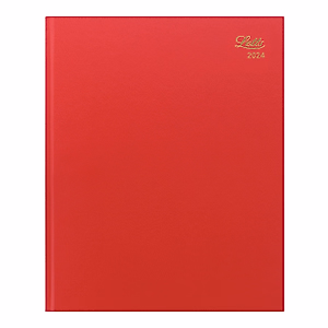 Letts of London Standard Daily Planner, 12 Months, January to December, 2024, Day-Per-Page, Quarto Size, 10.25" x 8.25", Burgundy (C10YBY-24)