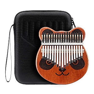 JeuRon 17 Keys Mahogany Kalimba Thumb Piano Finger Instrument With Portable Case Turning Hammer Study Instruction,Gift for Kids Adult Beginners and Professionals (OWL)
