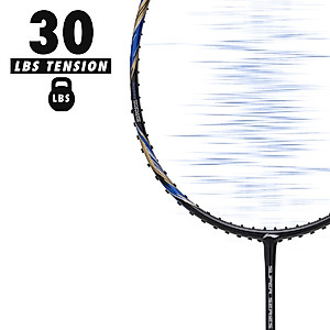 Li-Ning Carbon Fibre Super Series 900 Strung Badminton Racket with Full Cover (84 Grams, Black/Blue)