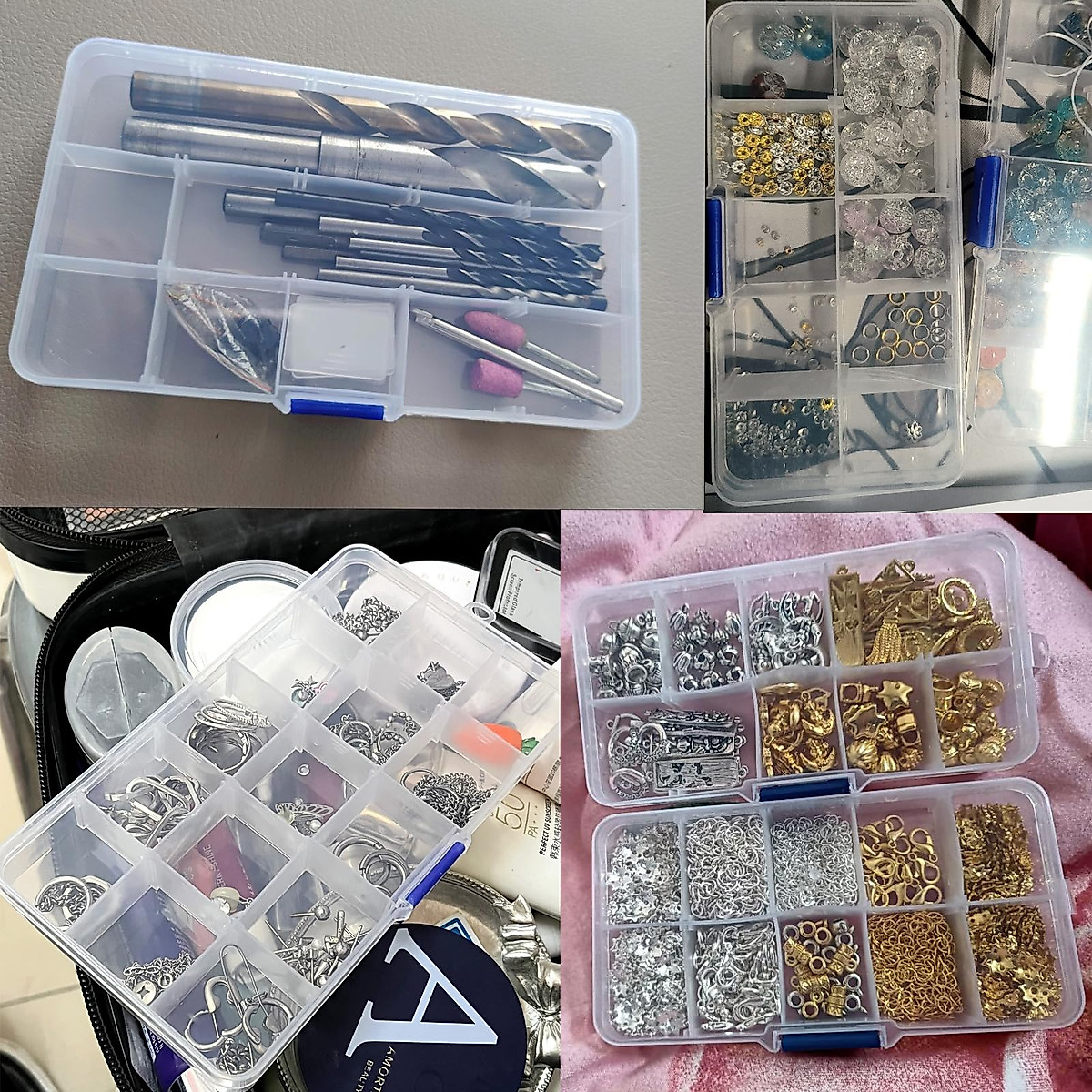 Xiaoyztan 8 Grids Plastic Storage Box with Removable Divider Case for Electronics Jewelry Sewing Tool Gadgets