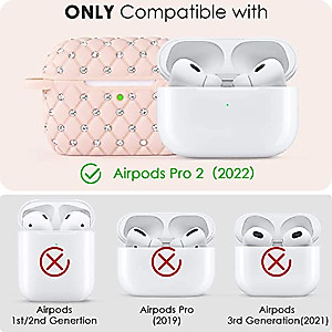 VISOOM Airpods Pro 2nd Generation Case - Airpods Pro 2 Bling Case Cover with Lanyard Women 2022 Crystal TPU Hard Protective iPod Pro 2 Wireless Charging Case Girl Keychain for Apple Airpod Gen Pro 2