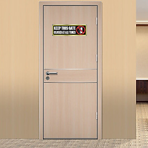 Keep Gate Closed at All Times Sign Sticker - (Pack of 12) 9" x 3" Large Matte Finish Laminated Vinyl Decals Door Warning Labels