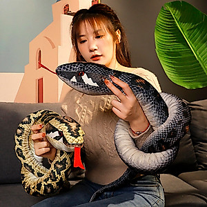 Giant Snake Stuffed Animal, 170cm/67in Long Large Realistic Python Boa Constrictor Cute Snake Plush Doll Soft Cuddly Plushie Hugger Toy Christmas Birthday Gift for Kids Lifelike Halloween Prank Toy