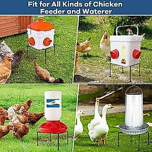 Metal Stand for Chicken Feeder Waterer, 2PCS Iron Stand Holder with Anti-Slip Strips for Buckets Barrels, Chicken Metal Stand for Feeder Waterer Port Indoor Outdoor Coop Poultry(Square)