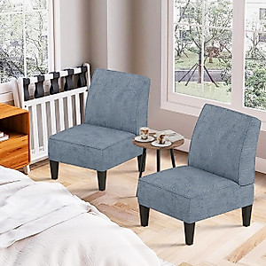 ALISH Accent Chairs Upholstered Living Room Chairs Armless Side Chairs Bedroom Chairs with Curved Backrest and Wooden Legs (2, Prints)