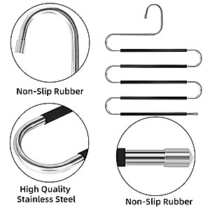 Pants Hangers Space Saving - 4 Pack S-Type Scarf Hanger Jeans Hangers Space Saving Non-Slip S Hangers for Pants