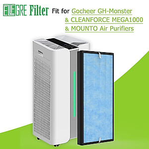EzLfGre Dual Replacement Filter Fit for Gocheer GH-Monster & CLEANFORCE MEGA1000 & MOUNTO Extra large Air Purifier, H13 True HEPA, 2 Pcs