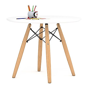Aron Living 23" Mid-Century Wood Kids Playroom Table in White