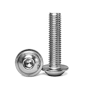 Cicidorai M5-0.8 x 12mm Flanged Button Head Socket Cap Screws Bolts, 304 Stainless Steel, Allen Socket Drive, Bright Finish, Full Machine Threads, Quantity 25