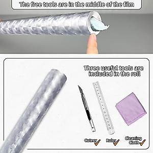 Qualsen Window Privacy Film, 3D Visual Appeal Frosted Glass Window Film, Static Clings UV Blocking Removable Window Clings for Home Office, Decorative Window Vinyl 17.4×78.7inch