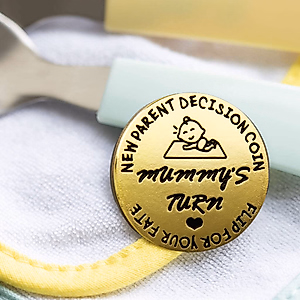 New Baby Gifts for Parents,Double-Sided Decision Coin Gift for New Mom and Dad,Funny Baby Shower Gifts for Couple,Gifts for Pregnant Women as Mother's Day,Father's Day，G-Gold