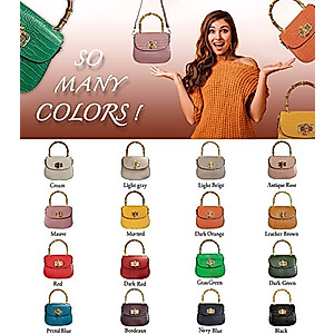 Women Handbag Leather Bamboo Top handle Crossbody bag Elegant Purse Evening bag Gift for Women Handmade Made in Italy (Mustard)