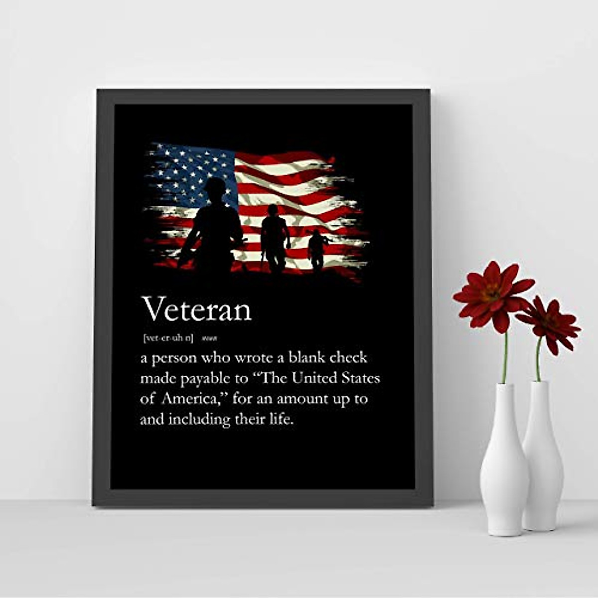 "Definition of a United States Veteran"-American Military Wall Art -8 x 10" Patriotic USA Flag Print-Ready to Frame. Home-Office-Garage-Bar-Shop Decor. Great Gift of Gratitude for Military-Veterans!