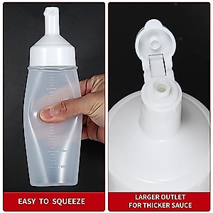 Condiment Squeeze Bottles, BPA-free, Squeeze Bottles for Sauces, Olive Oil Dispenser, Ketchup Bottles Squeeze 3-Pack 12 oz (350ml), Salad Dressing Bottles, Great for Ketchup, Salad, BBQ Sauce, Oil,