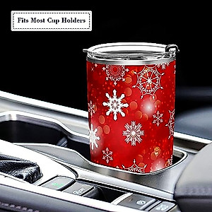 Jihqo Christmas Snowflakes Tumbler with Lid and Straw, Insulated Stainless Steel Tumbler Cup, Double Walled Travel Coffee Mug Thermal Vacuum Cups for Hot & Cold Drinks 12oz