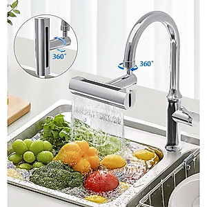 CONOB 4 in 1 Chrome Large Kitchen Faucet Spray Head, Multifunction Aerator for Bathroom Sink Faucet, M22 Female Thread, 360 Swivel Smooth Rotation