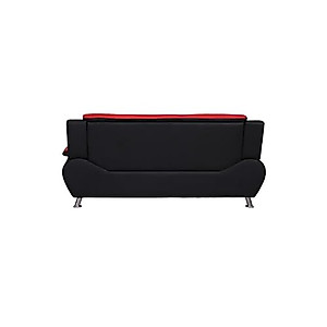 Kingway Furniture Puma Faux Leather Living Room Sofa - Black/Red