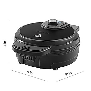 Chefman Anti-Overflow Waffle Maker, Belgian Waffle Iron with Seven Crunch Selector Settings, Mess-Free Moat Catches Excess Batter, Nonstick Electric Single Griddle Mold Makes 6-Inch Round Waffles