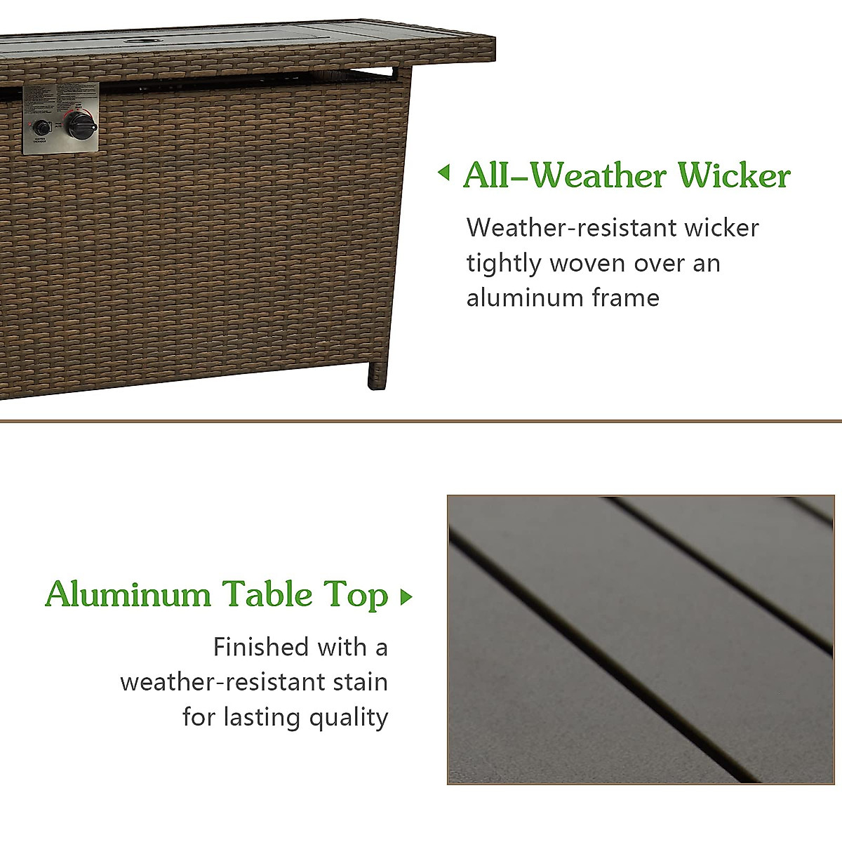 Kinsuite Propane Tank Cover Table 16" Side Hideaway Wicker Tank Table for Gas Fire Pits, Rattan Tank Table Cover with Storage & Adjustable Foot for Standard 20 Gallon Propane Tanks, Brown