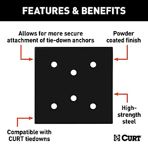 CURT 83607 6 x 6-Inch Powder-Coated Steel Tie Down Anchor Backing Plate