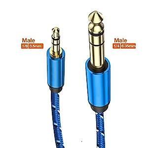 1/4 inch to 3.5mm Stereo Audio Cable, 6.35mm to 3.5mm Headphone Adapter, 1/4 to 1/8 Male to Male Aux Cord, 3.3ft (1m) Long, for Guitar, Cellphone, Laptop, Switch, Home Theater Devices (3.3ft)