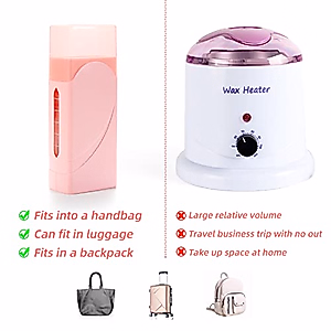 Roller Waxing Kit, Roll on Wax Kit, Wax Heater Depilatory, Wax Roller Kit for Hair Removal for Women Men Sensitive Skin, At Home Wax Machine with 100 Non-Woven Wax Paper and Pre-Wax Oil+After-Wax Oil