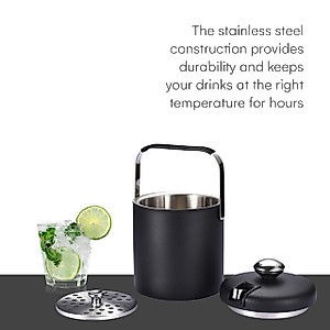 flybold Small Ice Bucket for Parties - Ice Bucket with Lid for Cocktail Bar - Double Walled Ice Container - Portable Chiller Bin Basket - Insulated Wine Buckets for Indoor or Outdoor - Ice Cube Holder