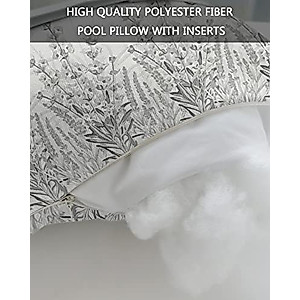 Recliner Head Pillow Ledge Loungers Chair Pillows with Insert Lavender Vintage Black Lumbar Pillow with Adjustable Strap Outdoor Waterproof Patio Pillows for Couch Beach Pool Office Chair, 2 PCS