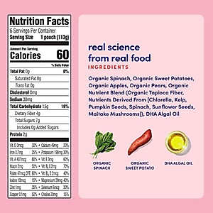 Cerebelly Baby Food Pouches – Spinach Apple Sweet Potato (4 oz, Pack of 6) - Toddler Snacks - 16 Brain-supporting Nutrients from Superfoods - Healthy Snacks, Gluten-Free, Non-GMO, No Added Sugar