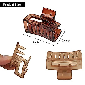 12 PCS Hair Claw Clips, Small Hair Clips for Women Girls, Mini Square Claw Clips, Rectangle Tiny Hair Jaw Clips, Non-slip Banana Clips Barrettes for Thin/ Medium Hair