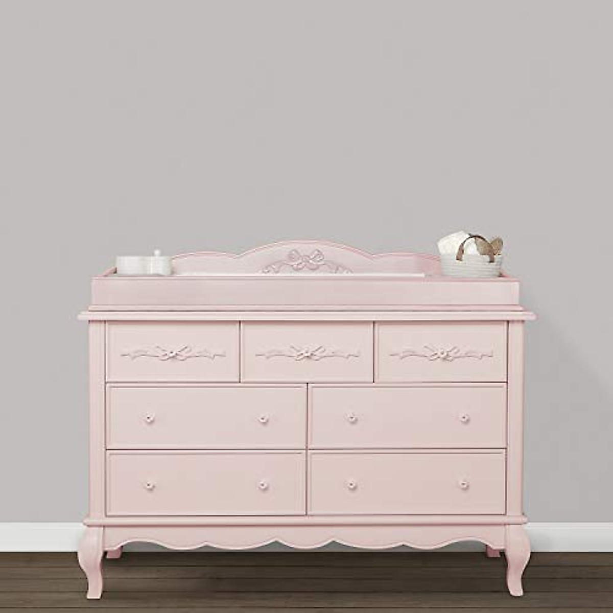 Evolur Aurora Change Tray I Lasting Quality I Intricate Ribbon Bow Scrollwork, Dusty Rose