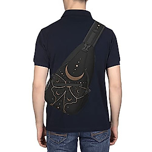 Moth Moon Printed Classic Sling Bag Crossbody Chest Daypack Lightweight Casual Backpack Shoulder Bag for Men Women Adult Travel Hiking Gifts