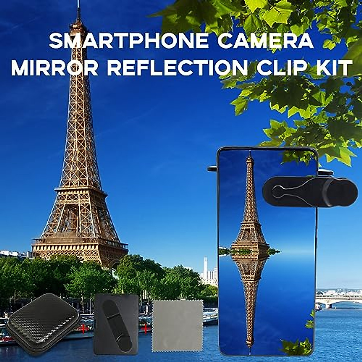 2023 New Smartphone Camera Mirror Reflection Clip Kit, Cell Phone Lens Attachments (White)