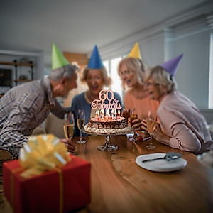 Gyufise Rose Gold Glittery 60 & Fabulous Birthday Cake Topper for 60th Birthday Party Decorations 60 Birthday Cake Decorations Supplies 1 Pack