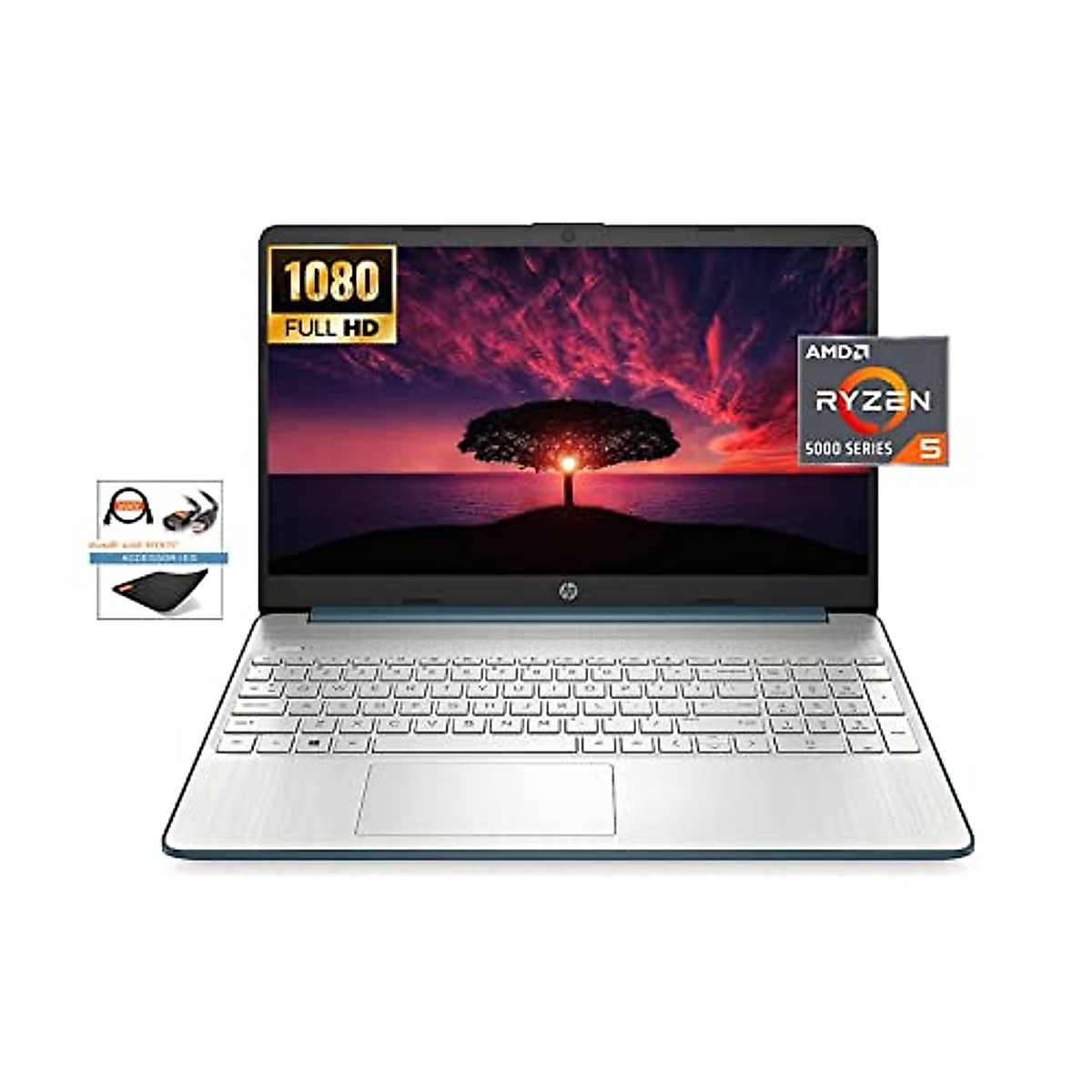 HP Ultra-Thin and Light Laptop, 15.6" FHD IPS Display, AMD Ryzen 5 5500U ( Beats i7-1065G7), Up to 4.0GHz, Webcam, HP Fast Charge, Type-C, 9 hr Battery Life, HDMI, Win 11 (16GB RAM | 1TB SSD)
