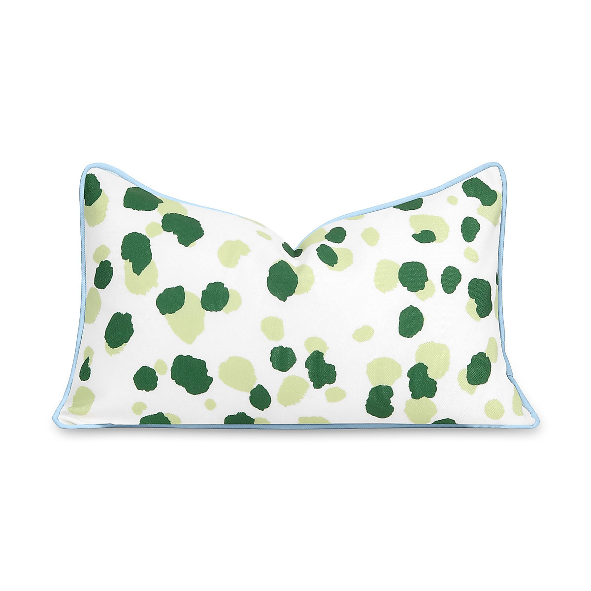 Hofdeco Premium Coastal Patio Indoor Outdoor Lumbar Pillow Cover Only, 12"x20" Water Repellent for Backyard, Couch, Green Leopard with Piping
