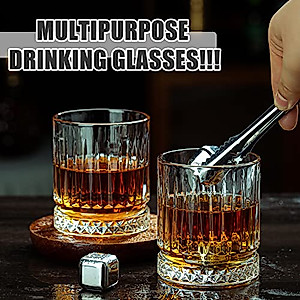 wookgreat Crystal Drinking Glasses, Set of 8 Durable Glass Cups-4 Highball Glasses 15oz & 4 Rocks Glasses 12oz, Mojito Cups, Cocktail Glass, Bar Glassware Set for Cocktail, Beer, Whiskey