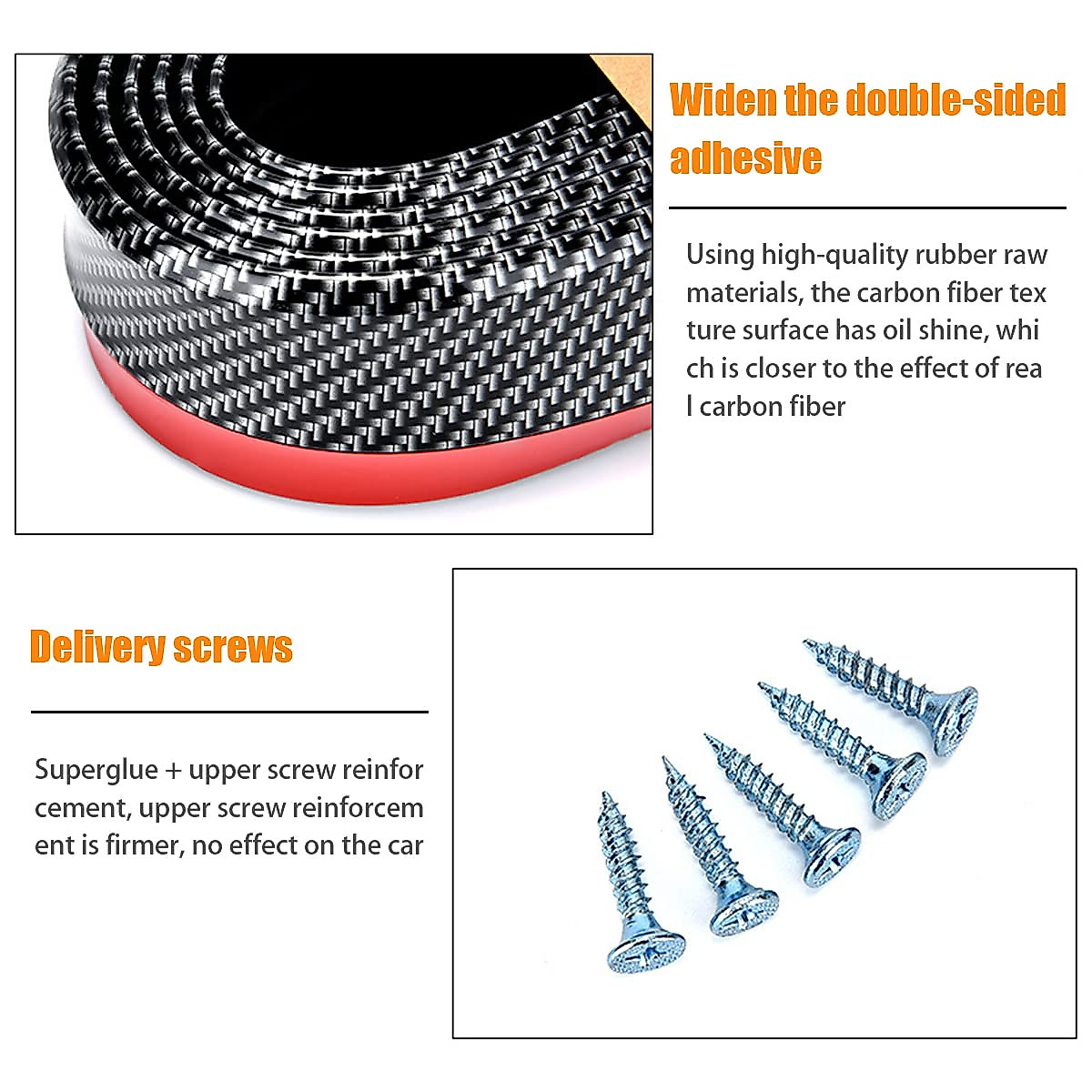 Car Front Bumper Lip Splitter, 2.5m/8.2ft Front Lip Spoiler, Self-Adhesive Waterproof Auto Side Skirt Protector Strip, Universal Exterior Soft Rubber Decoration Accessories for Cars (Black)