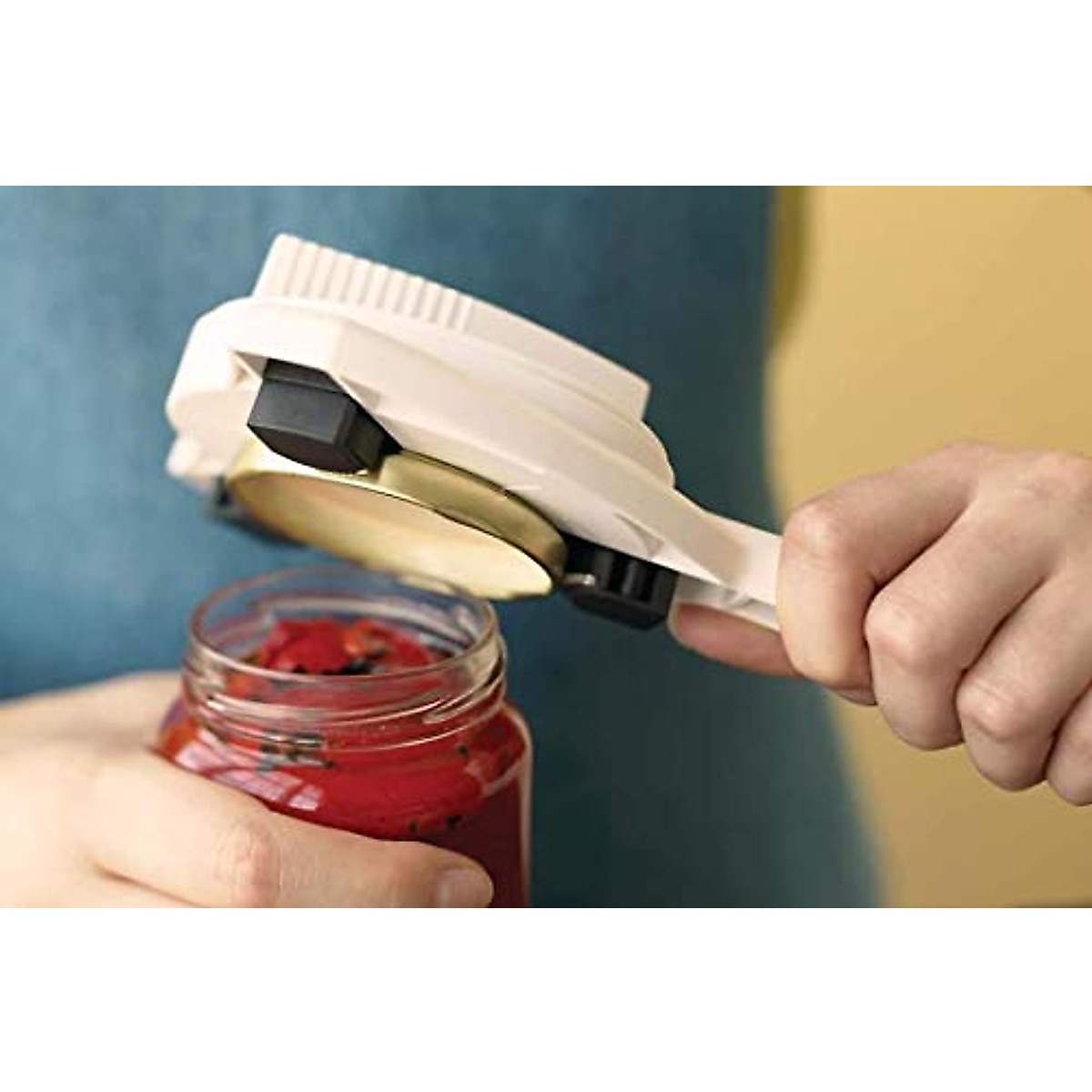 Kuhn Rikon Strain-Free Gripper Opener for Jars and Bottles, 8.75 x 4.25 x 2 inches, Red and Silver