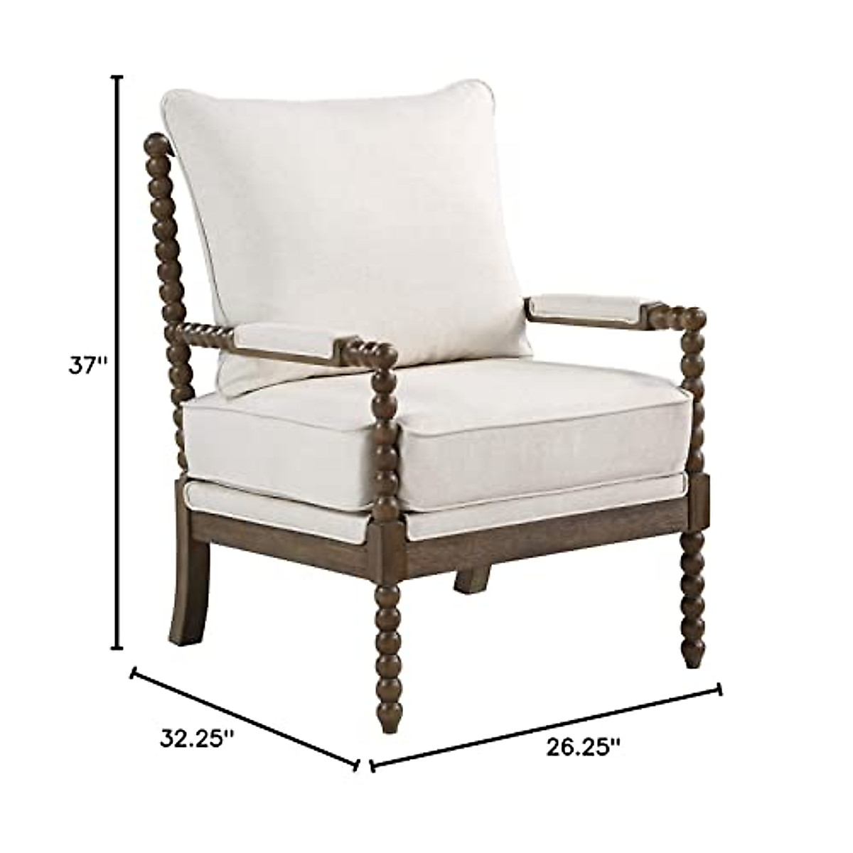 OSP Home Furnishings Fletcher Spindle Accent Chair, Brush Charcoal Finish with Linen