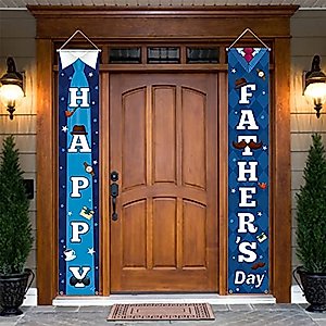 Fathers Day Decorations Porch Sign - Happy Father’s Day Banner Front Door Hanging Sign - Fathers Day Party Decor Supplies for Indoor/Outdoor