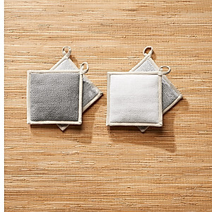 Mud Pie Woven Pot Holders, White, 8" x 8"