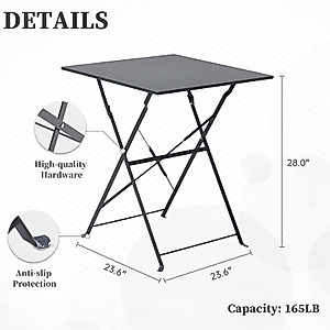 SUMETURE Patio Bistro Set (3Pcs, Grey) - Folding Outdoor Furniture, Modern Furniture with Anti-Skid Pads, Space-Saver for Patio, Yard, Garden, Indoor Use