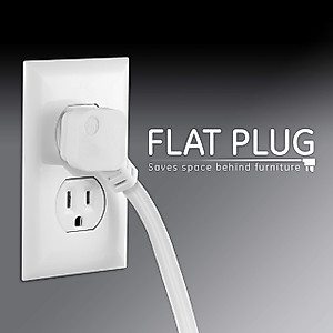 GE 6-Outlet Surge Protector, 2 Pack, 3 Ft Extension Cord, Power Strip, 800 Joules, Flat Plug, Twist-to-Close Safety Covers, Protected Indicator Light, UL Listed, White, 54629